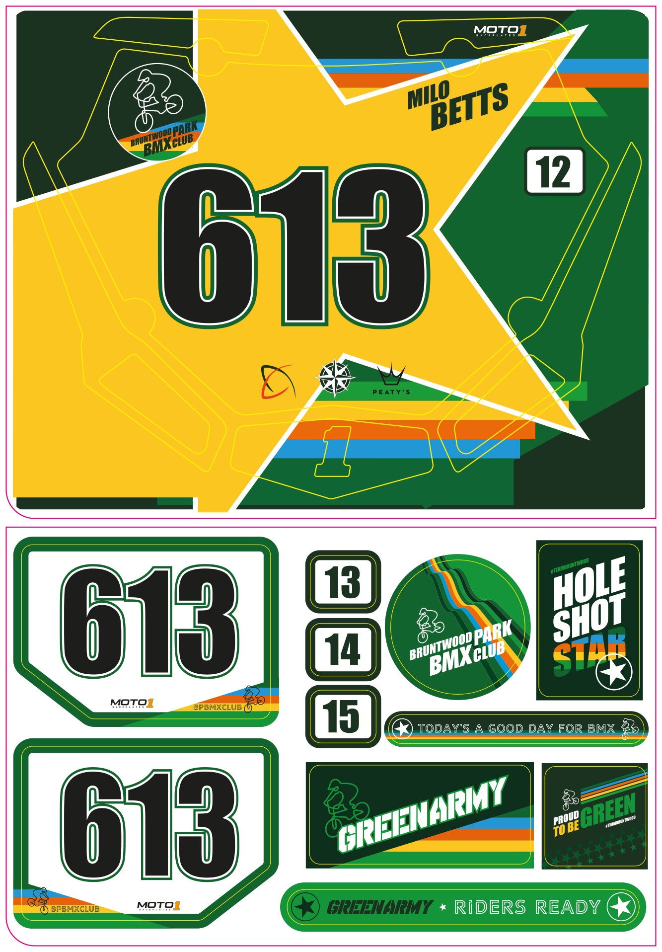 Bruntwood BMX Club - Official Plate Pack – Moto1 BMX Raceplates